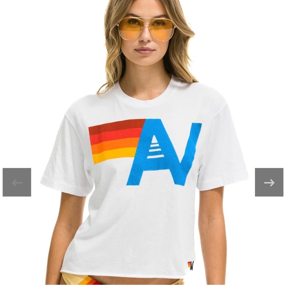 Aviator Nation | Tops | Aviator Nation Womens Logo Boyfriend Tee White ...